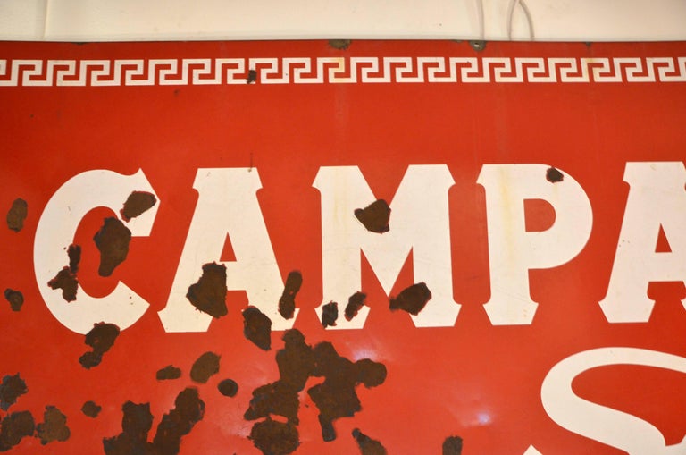 1960s Red Enamel Metal Vintage Italian Campari Soda Sign at 1stDibs