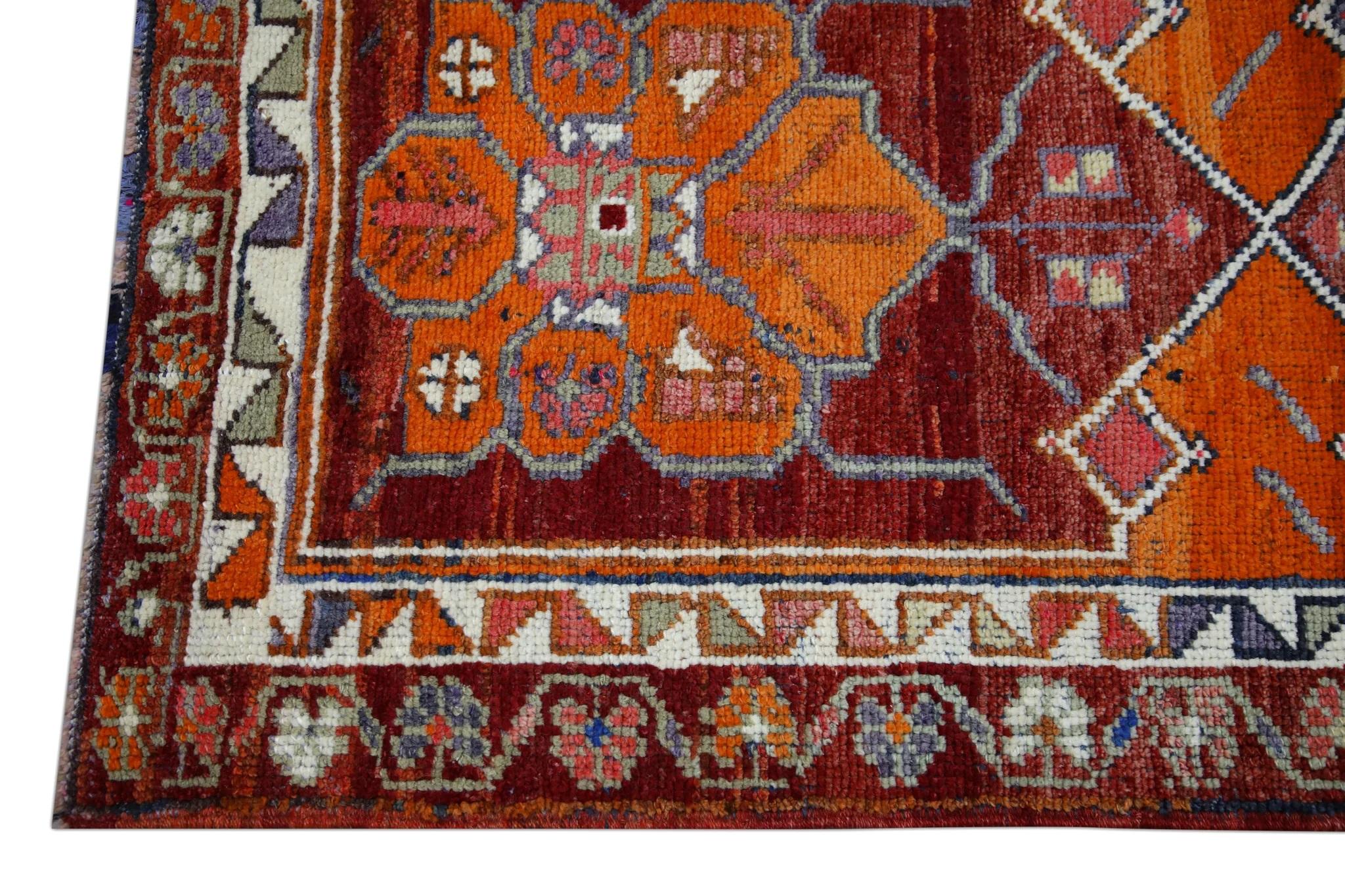 1960s Red Multicolor Vintage Turkish Runner 2'11" x 13'7" For Sale at ...
