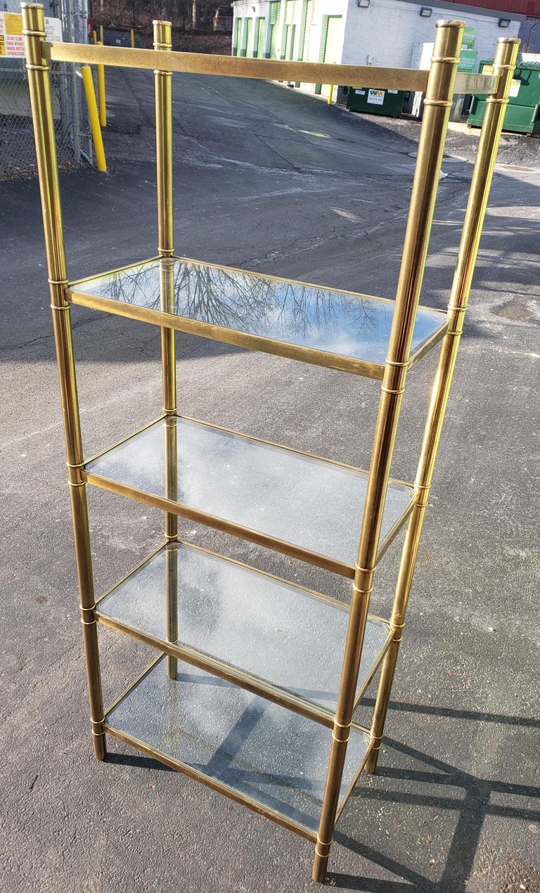 1960s Regency Solid Brass Etagere with Glass Shelves For Sale at 1stDibs