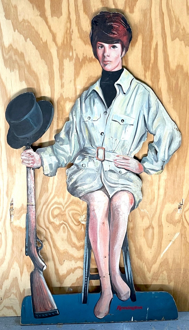1960s Remington Rifle Life Size Advertising Dummy Board Seated Bond ...
