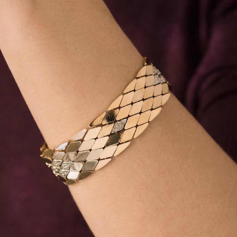 1960s Retro Scales Mesh 18 Karat Yellow Gold Bracelet at 1stDibs | gold ...