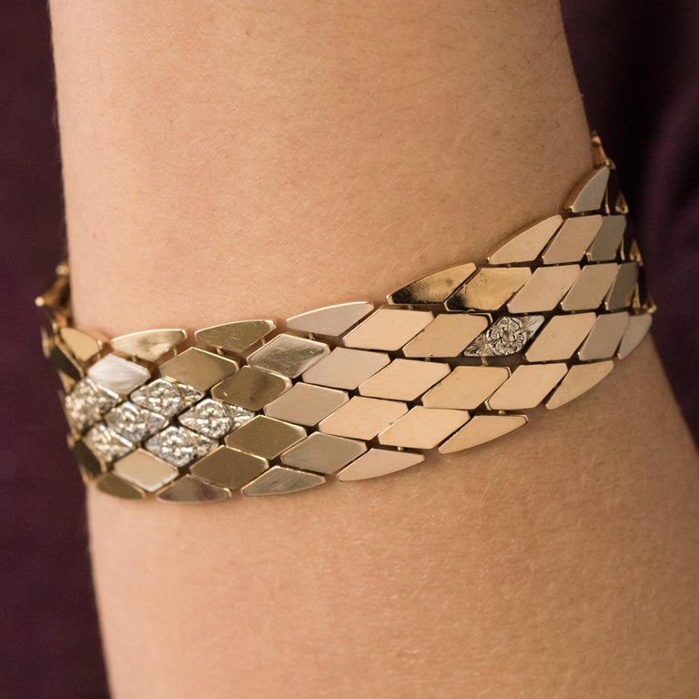 1960s Retro Scales Mesh 18 Karat Yellow Gold Bracelet at 1stDibs | gold ...