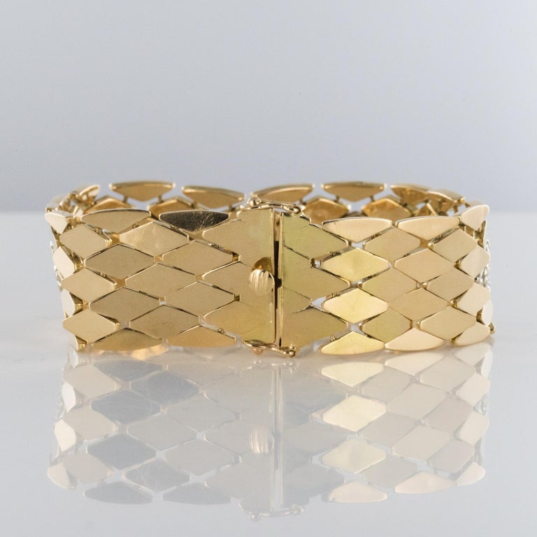 1960s Retro Scales Mesh 18 Karat Yellow Gold Bracelet at 1stDibs | gold ...