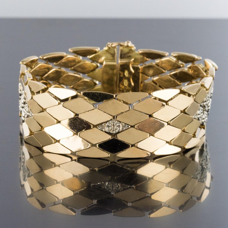 1960s Retro Scales Mesh 18 Karat Yellow Gold Bracelet at 1stDibs | gold ...