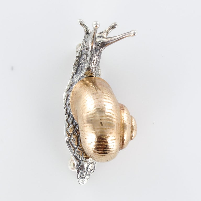 1960s Retro Silver Vermeil Snail Brooch at 1stDibs