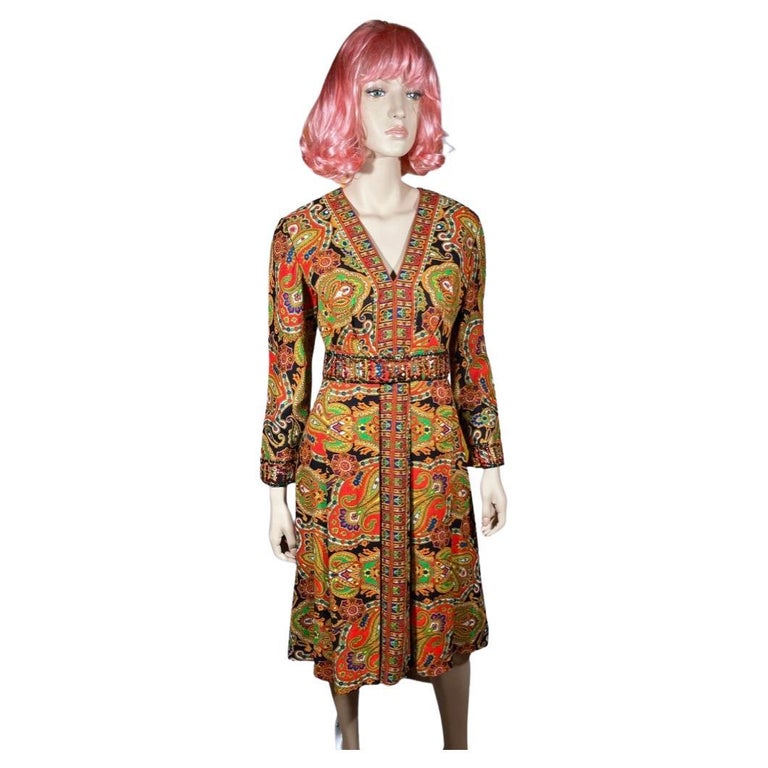 1960’s Roger Milot for Fred Perlberg Paisley Dress For Sale at 1stDibs