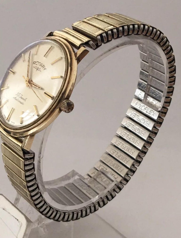 1960s Rotary 25 Jewels Automatic 9kt Gold Wristwatch Fixoflex Rolled ...