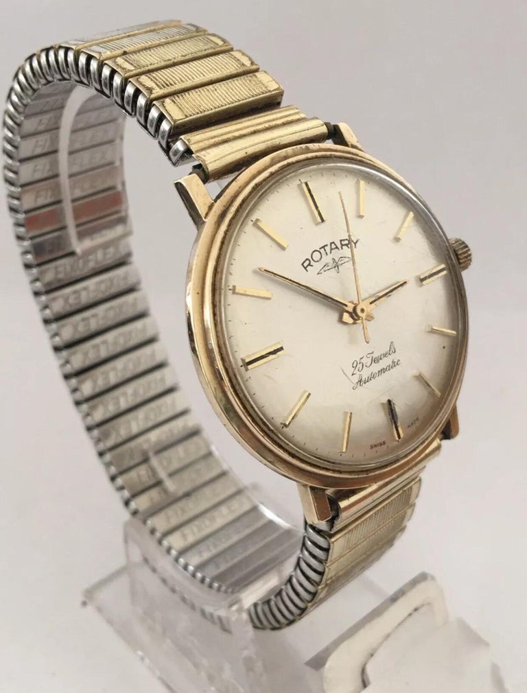 1960s Rotary 25 Jewels Automatic 9kt Gold Wristwatch Fixoflex Rolled ...