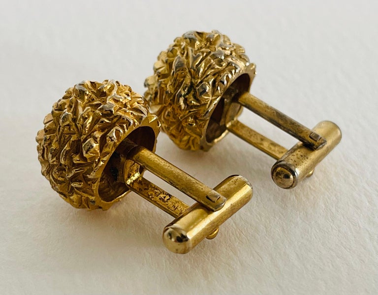 1960s Round Gold Nugget Cufflinks, Pr For Sale at 1stDibs