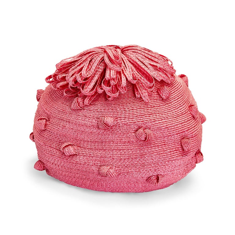 1960s Royal Milliner Simone Mirman Straw Bobble Hat For Sale at 1stDibs
