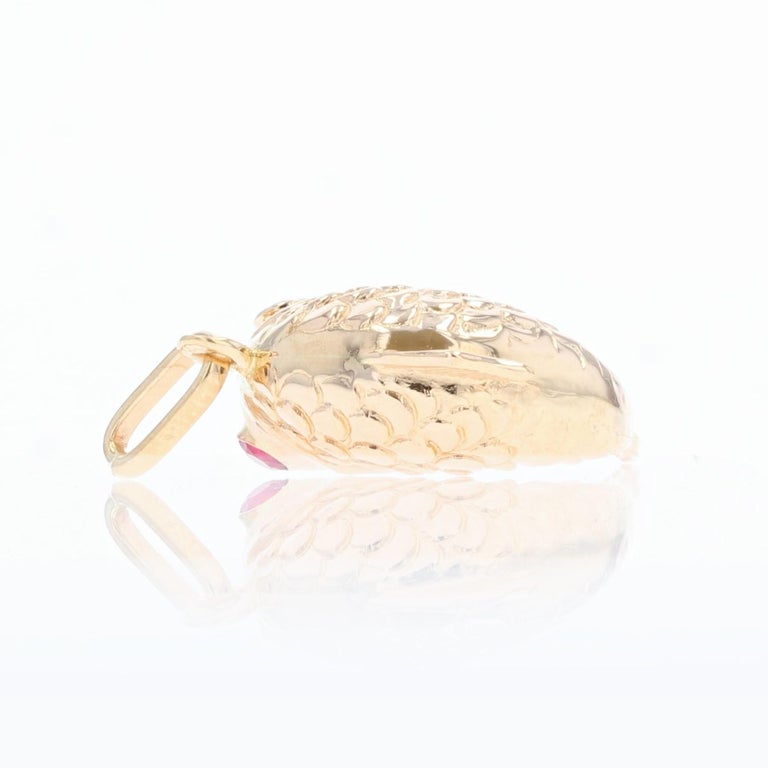 1960s Ruby 18 Karat Rose Gold Fish Charm Pendant For Sale at 1stDibs