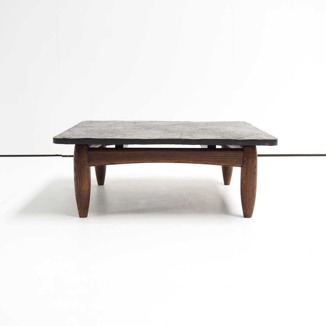 1960s Rudimentary Coffee Table with Slate Top at 1stDibs