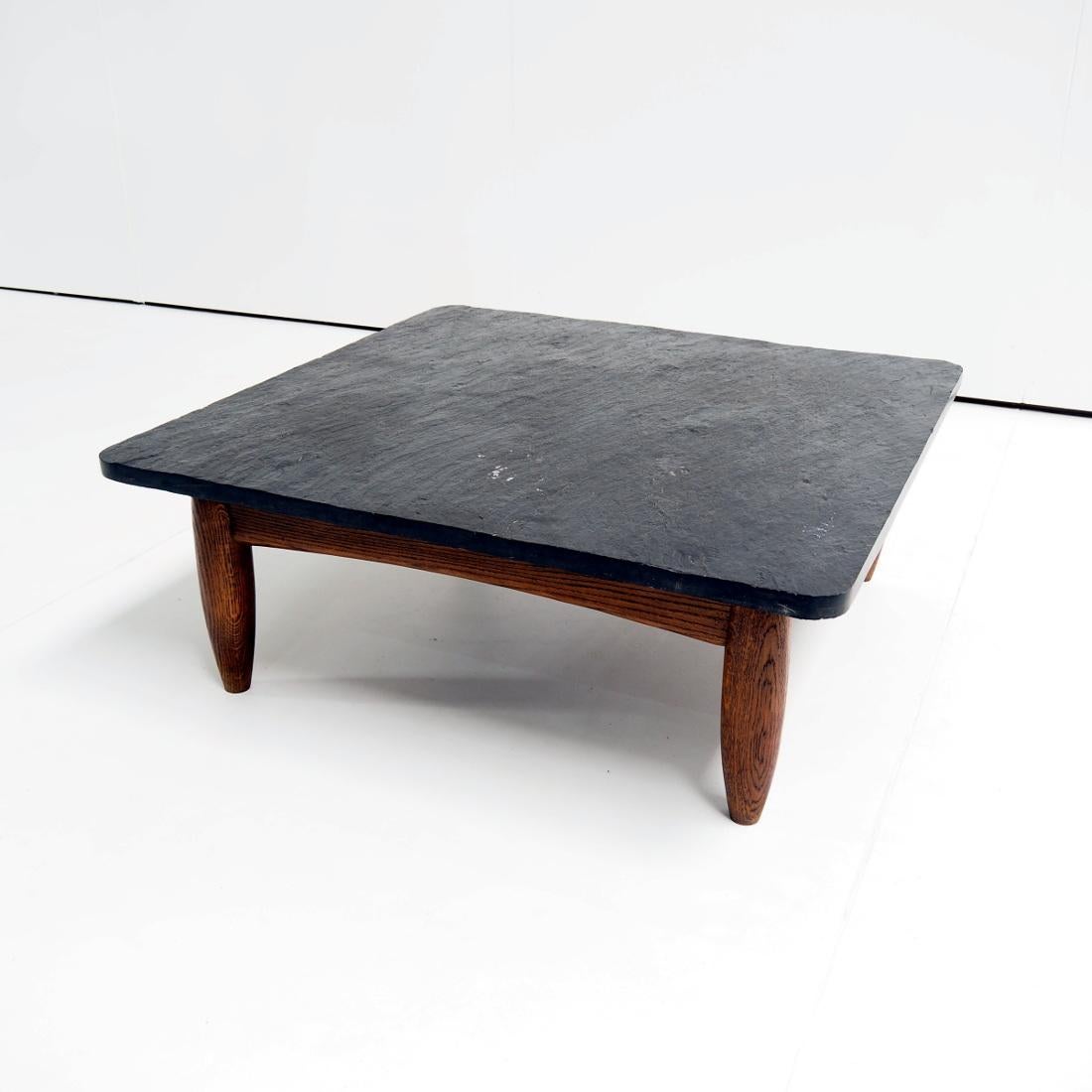 1960s Rudimentary Coffee Table with Slate Top at 1stDibs