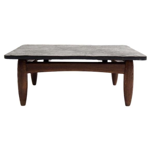 1960s Rudimentary Coffee Table with Slate Top at 1stDibs