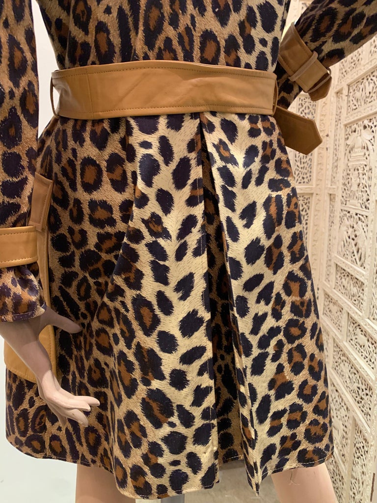 1960s Samuel Robert Leopard Stenciled Canvas Trench W/ Leather Collar ...