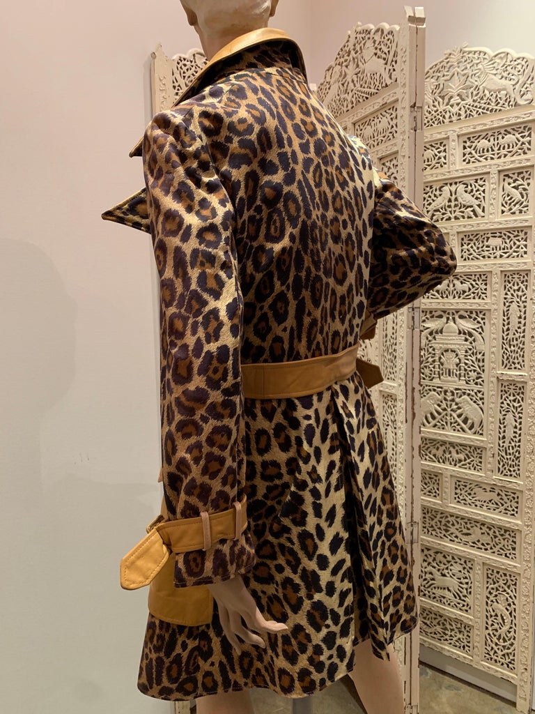 1960s Samuel Robert Leopard Stenciled Canvas Trench W/ Leather Collar ...
