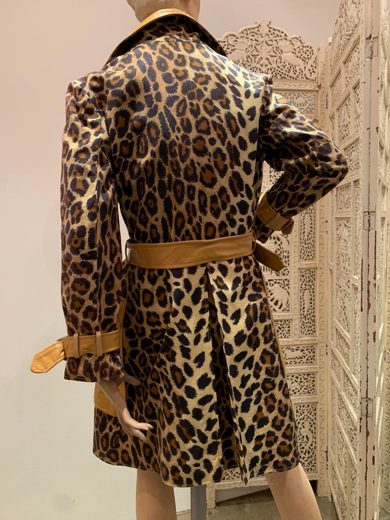 1960s Samuel Robert Leopard Stenciled Canvas Trench W/ Leather Collar ...