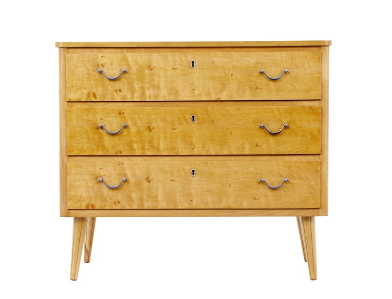 1960s Scandinavian Birch Chest of Drawers For Sale at 1stDibs