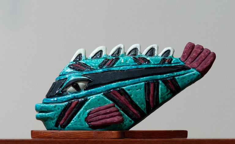 1960s Scandinavian Brutalist Ceramic Perch / Fish by Gunnar Nylund by ...