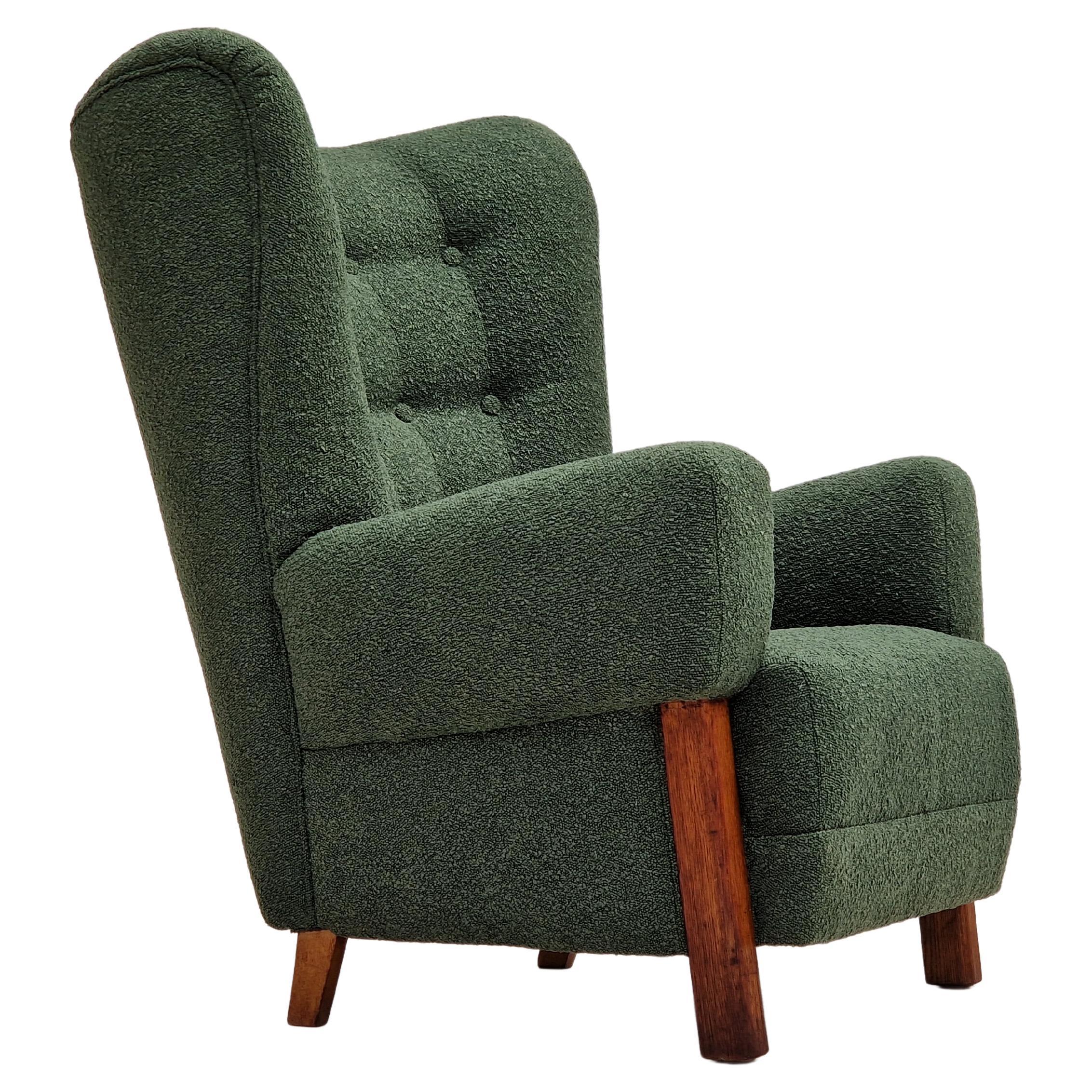 1960s, Scandinavian Design, Restored High-Back Recliner, Oak Wood at ...