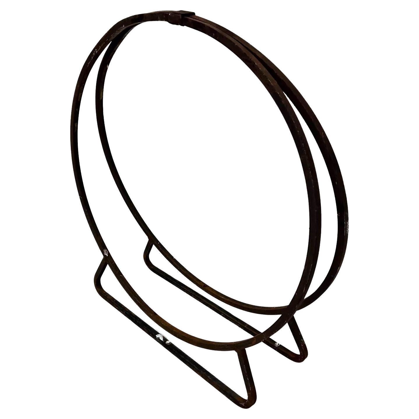 Diminutive Mid Century Wrought iron Log Holder of Heavy Gage Stock c ...