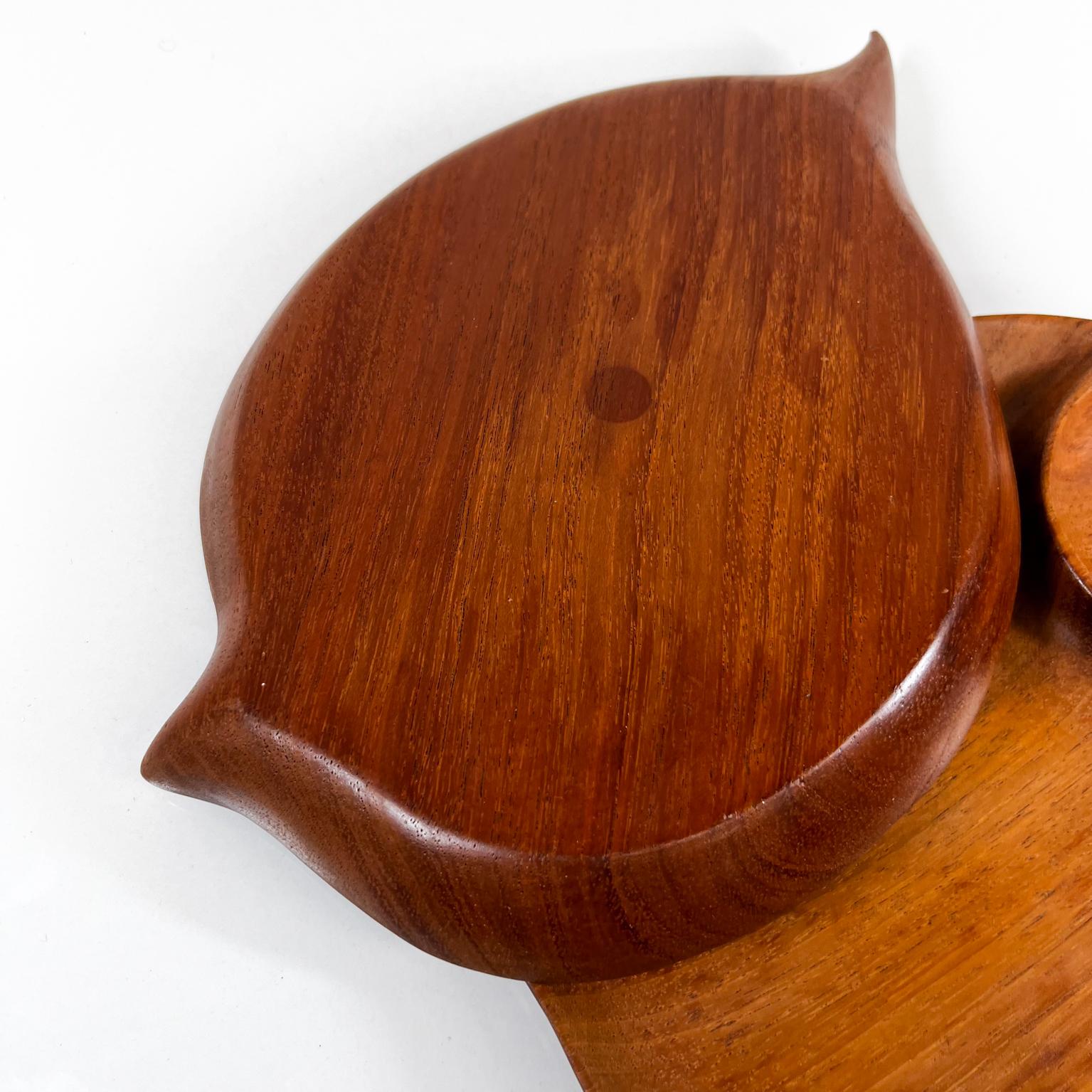 1960s Sculptural Teak Wood Two Leaf Shape Sectioned Plates at 1stDibs ...