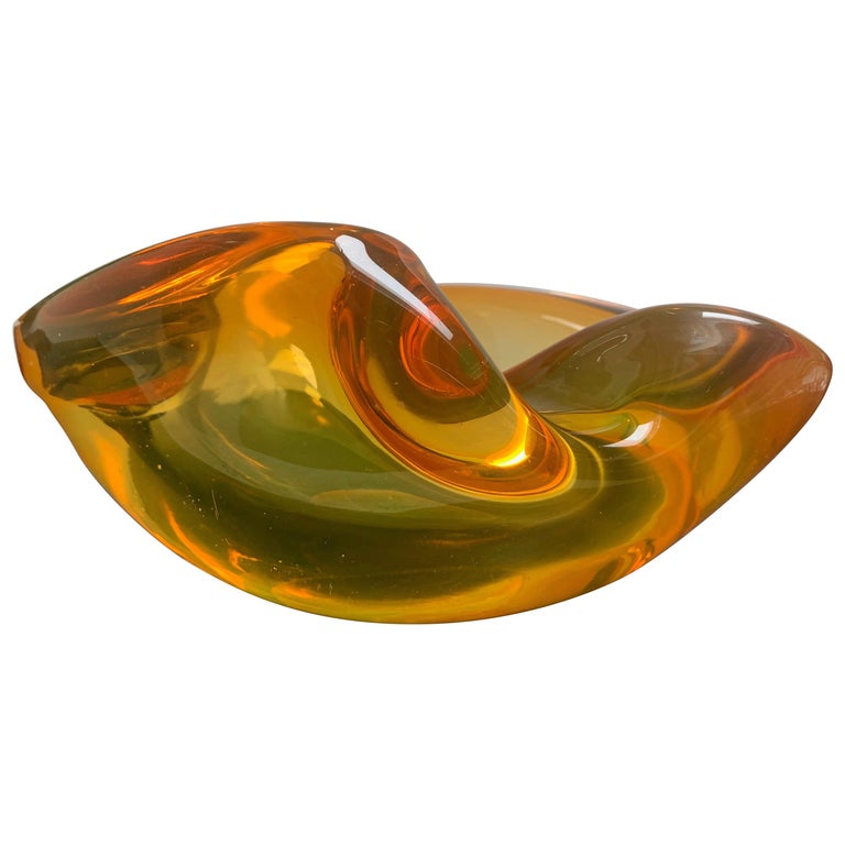 1960s Seguso Murano Bowl, Iridescent Orange at 1stDibs