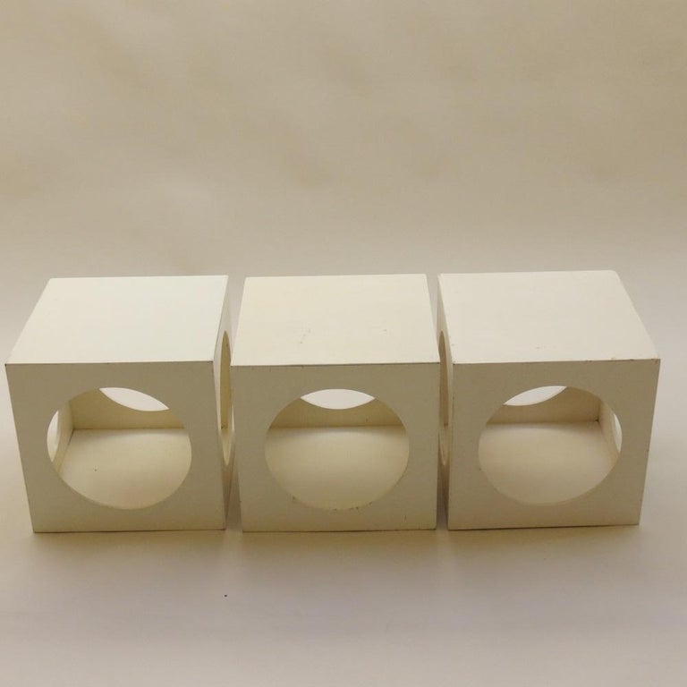 1960s Set of 3 White Cube Box Tables Nightstand Storage Boxes at 1stDibs