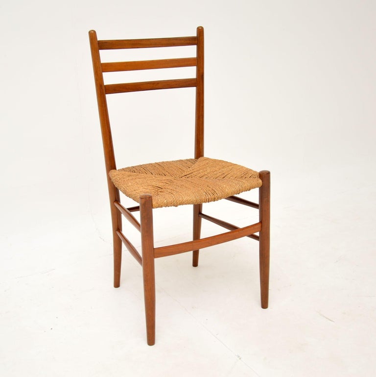 1960's Set of 4 Vintage Italian Walnut Dining Chairs For Sale at 1stDibs