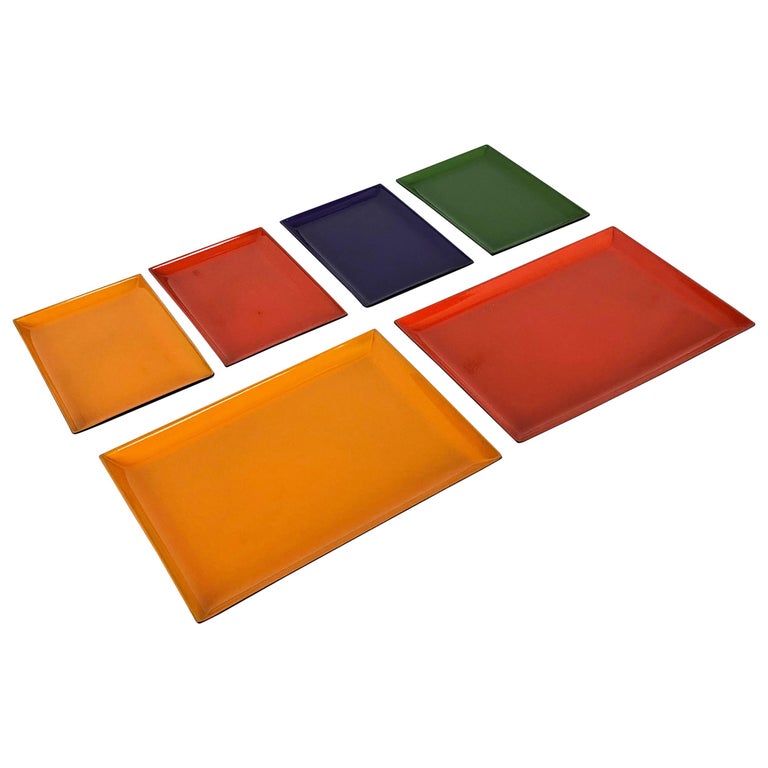 1960s Set of Six Multi-Color Tray Elements Made in Sweden, Midcentury ...