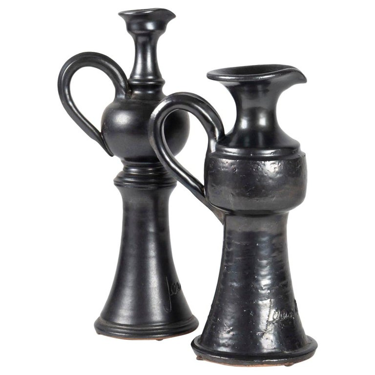 1960s Set of Two Jean Marais Black Enameled Jugs For Sale at 1stDibs ...