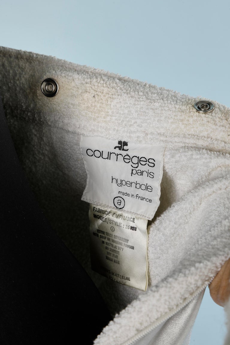 1960's silver dungarees with white terry cloth lining Courrèges Paris Hyperbole For Sale at 1stDibs