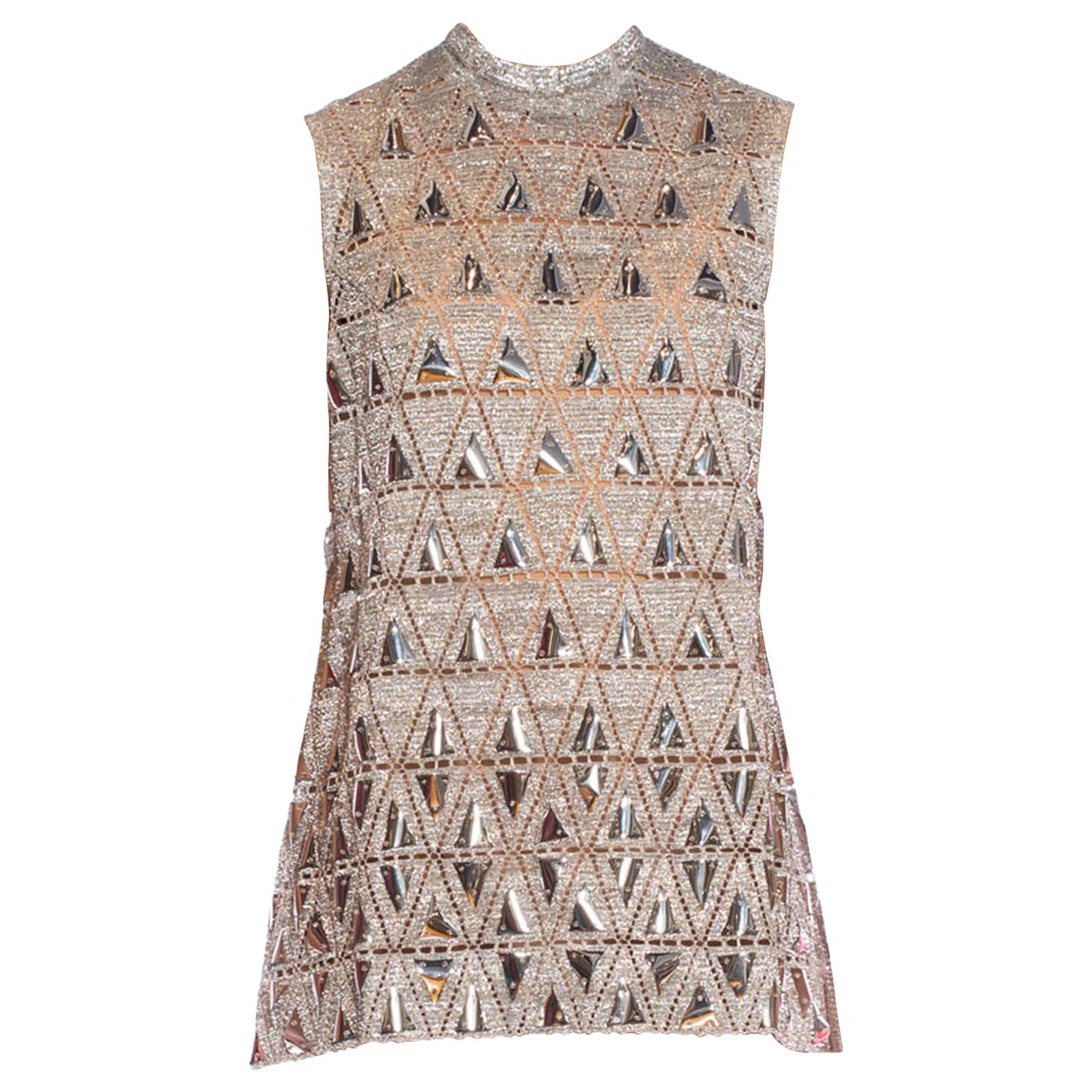 1960S Silver Geometric Poly/Lurex Mod French Lace Cocktail Dress With ...