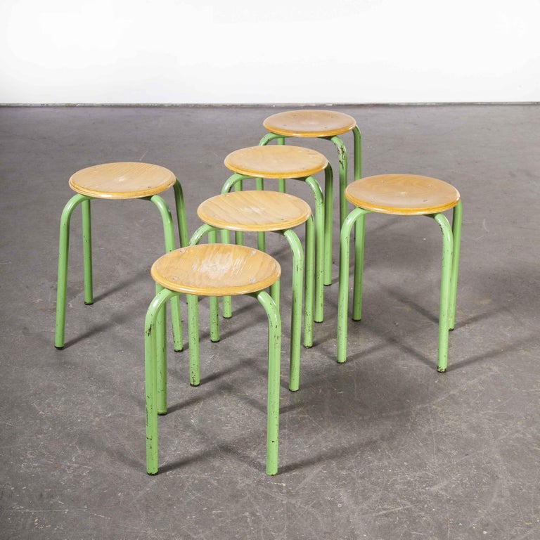 1960's Simple French Stacking School Stools, Mint, Set of Six at 1stDibs