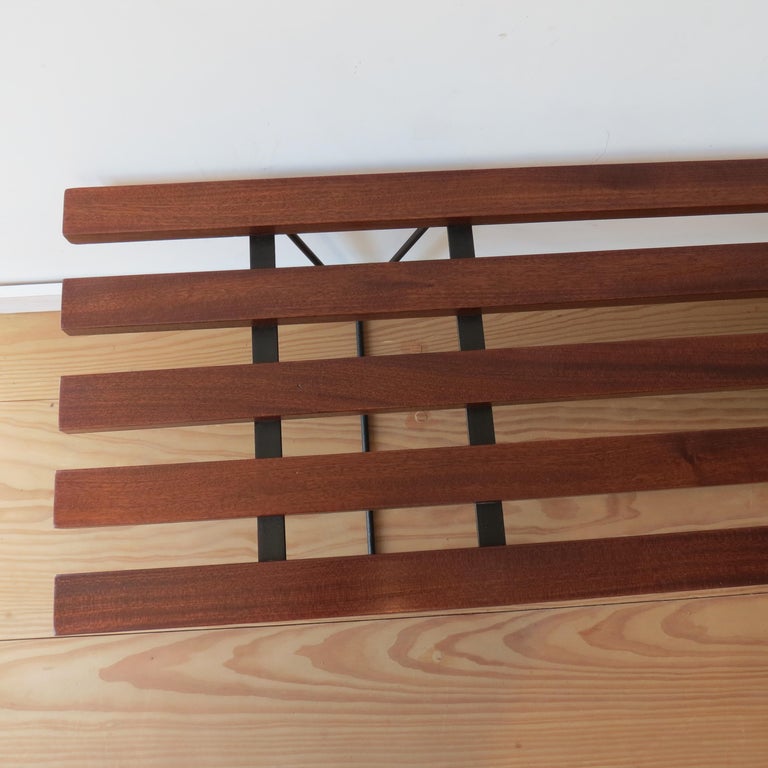 1960s Slatted Iroko Teak Bench in the Style of Hille Interplan at ...