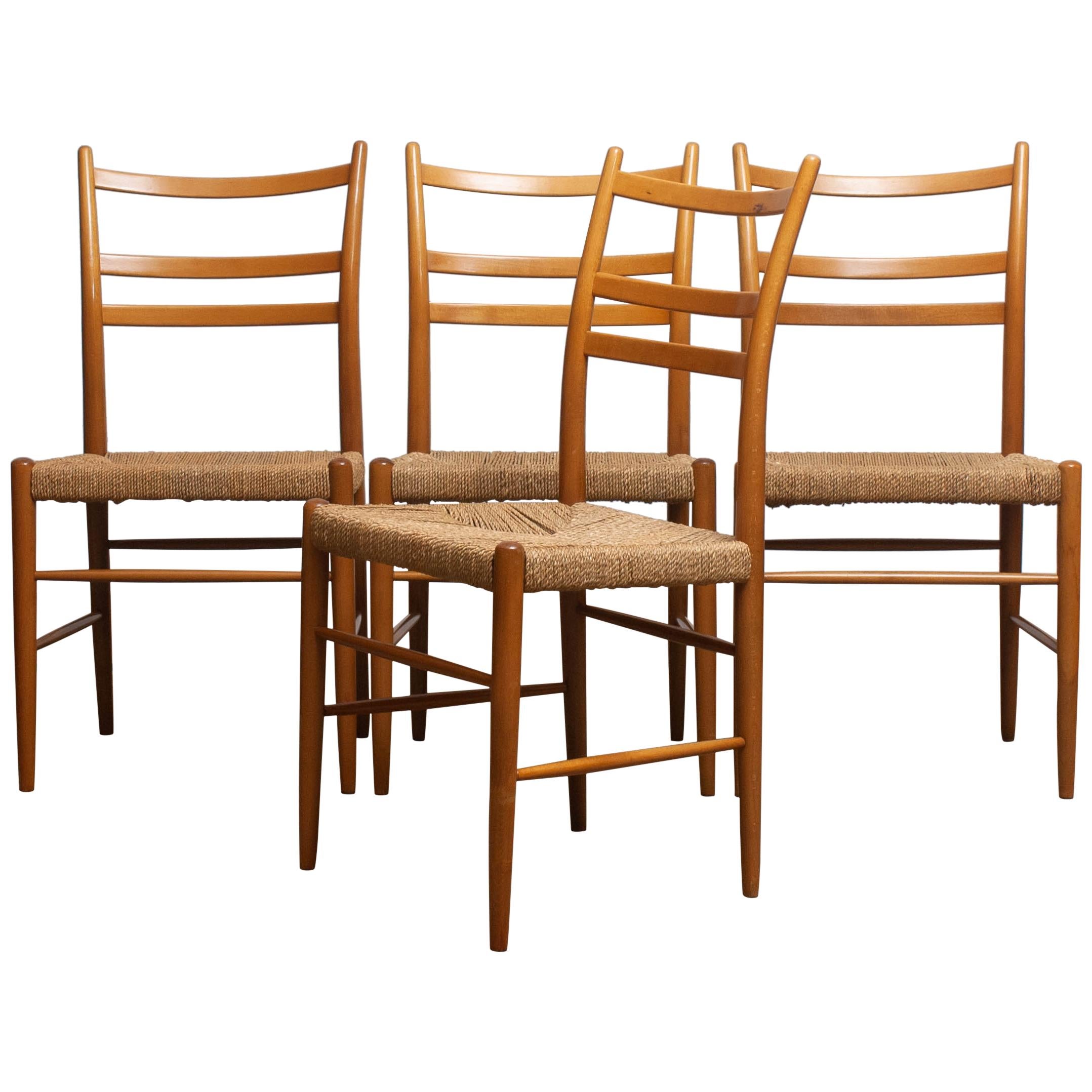 1960s Slim Beech Wicker Dining Chairs by Yngve Ekström Model 'Gracell ...
