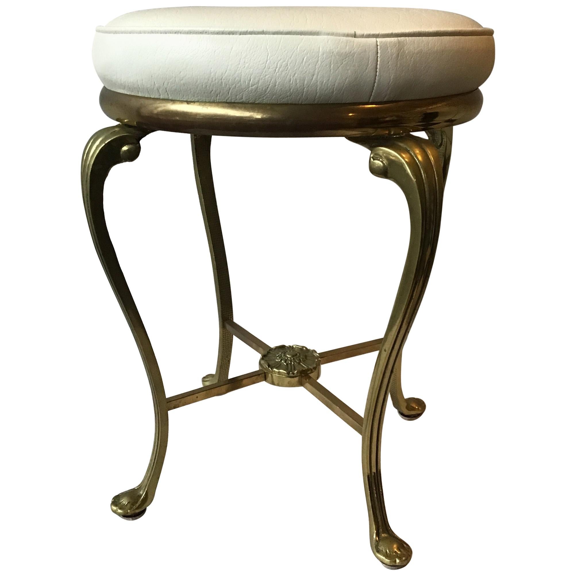 Arturo Pani Steel and Brass Vanity Stool, 1960s For Sale at 1stDibs