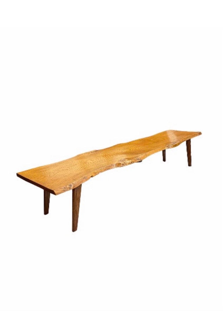 1960s Solid Wood Slab Plant Stand Table Bench Accent For Sale at 1stDibs
