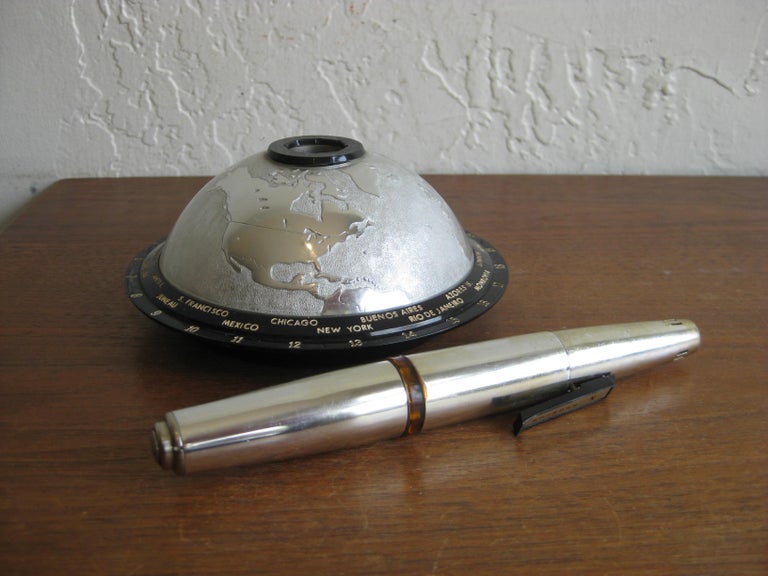 1960s Space Age Zenza Bronica Rocket Ship Globe Figural Desk Table ...