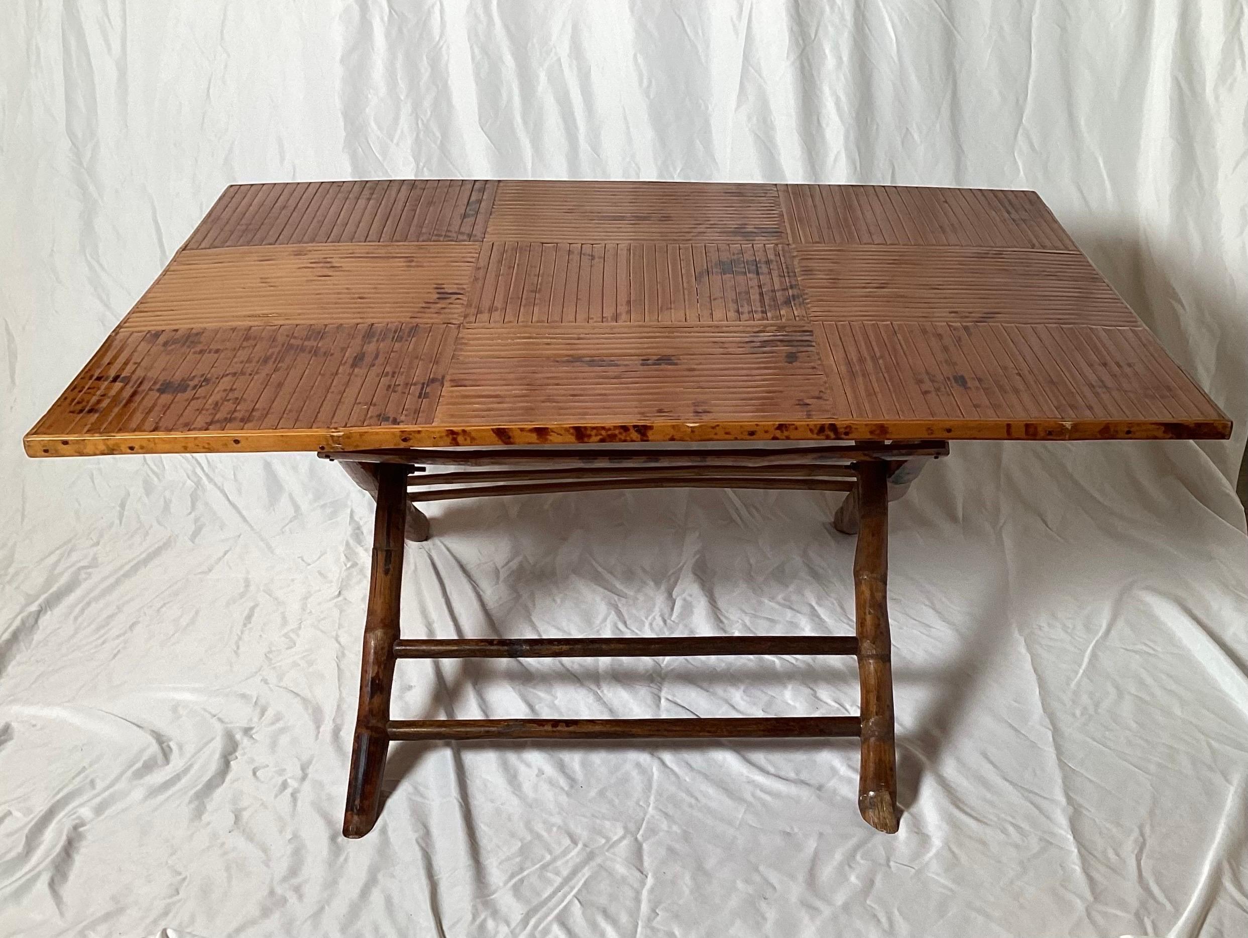 1960's Split Bamboo Folding Cocktail Table For Sale at 1stDibs