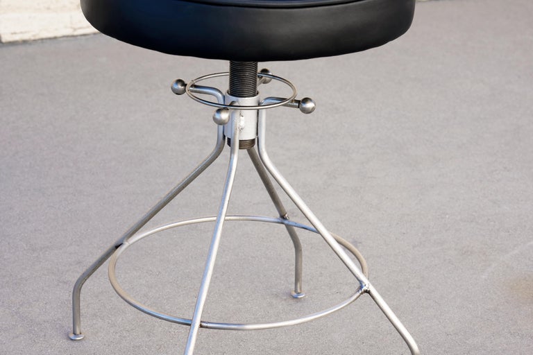 1960s Sputnik Style Stool, Steel and Leather at 1stDibs