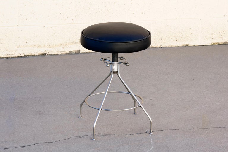 1960s Sputnik Style Stool, Steel and Leather at 1stDibs