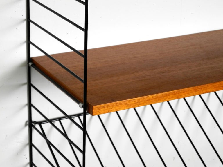 1960s String Teak String Shelf with Two Deep Shelves and One Magazine ...