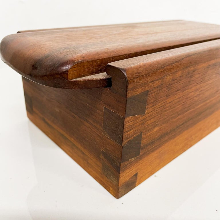 1960s Studio Piece Walnut Wood Box Slide Open Clean Design Style of ...