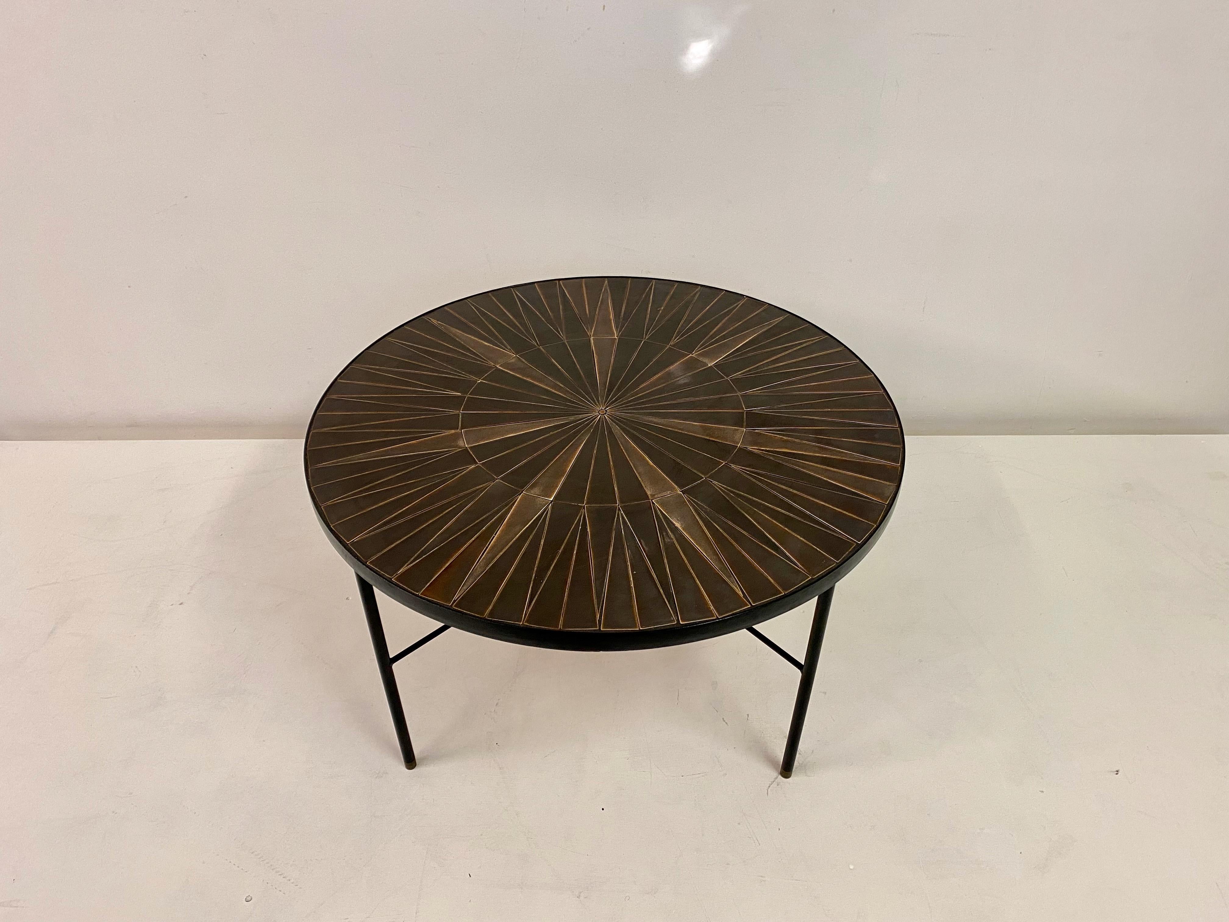 1960s Sunburst Tile Top Coffee Table at 1stDibs | round herringbone ...