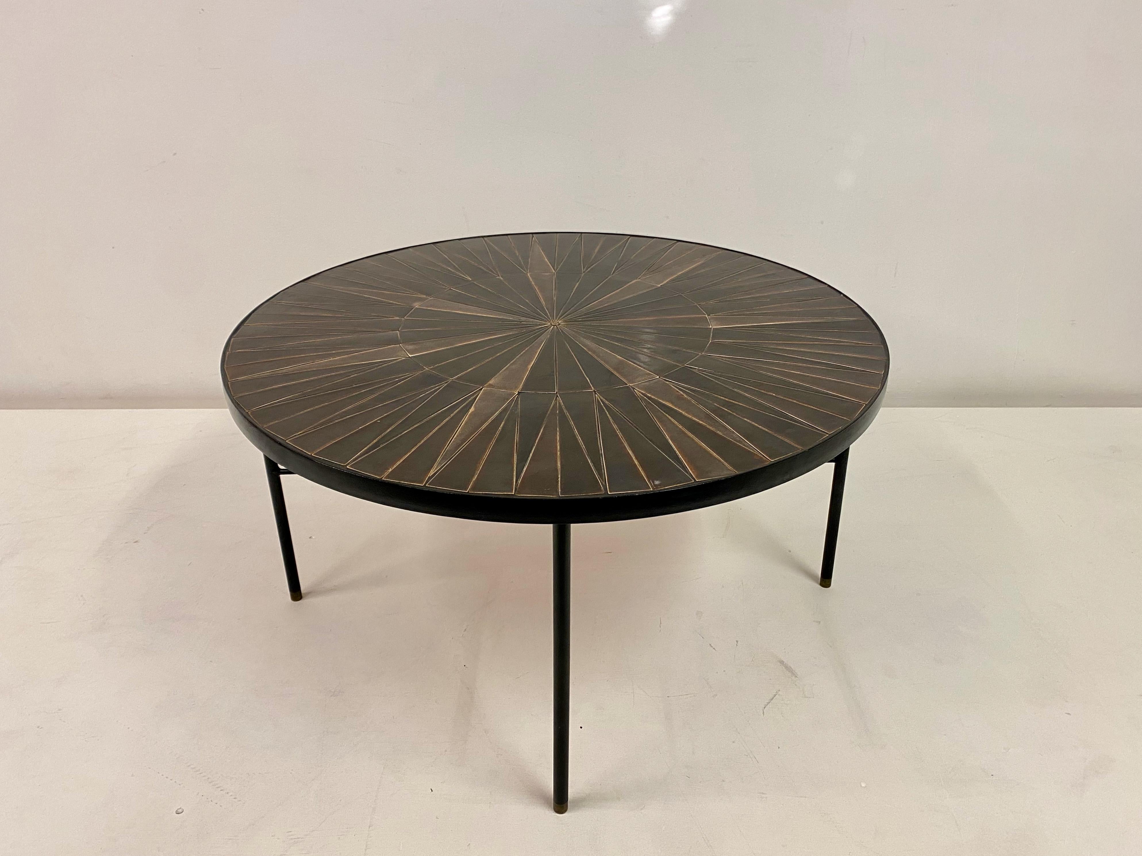 1960s Sunburst Tile Top Coffee Table at 1stDibs | round herringbone ...
