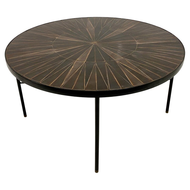 1960s Sunburst Tile Top Coffee Table For Sale at 1stDibs
