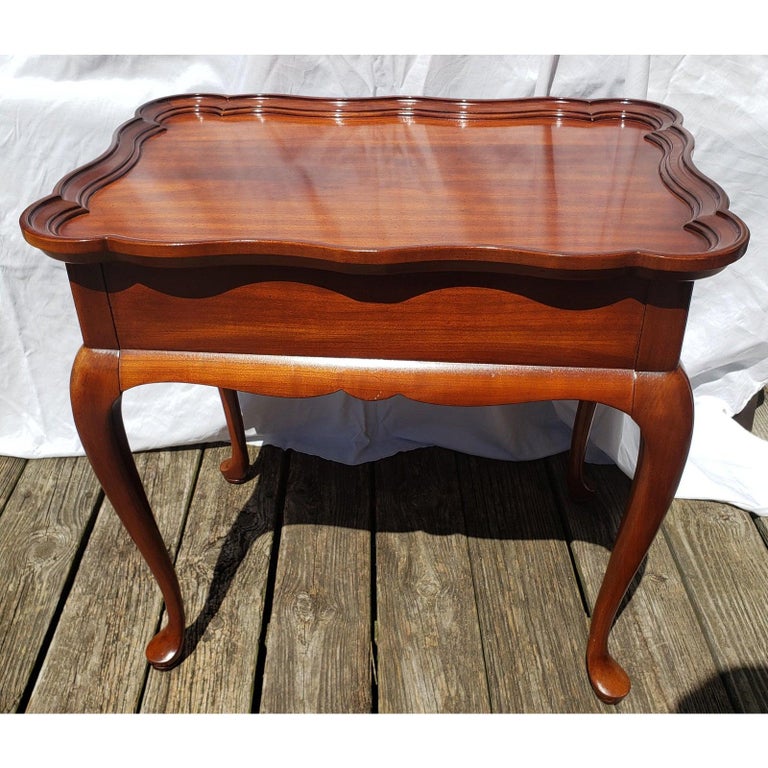 1960s Superior Furniture Solid Walnut Scallop Top Side Tables, a Pair ...