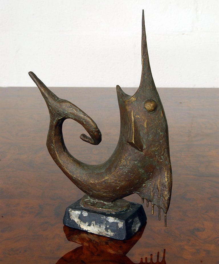 1960s Swedish Ceramic Bronze Sculpture ‘Marlin Thrusting’ by Hjalmar ...