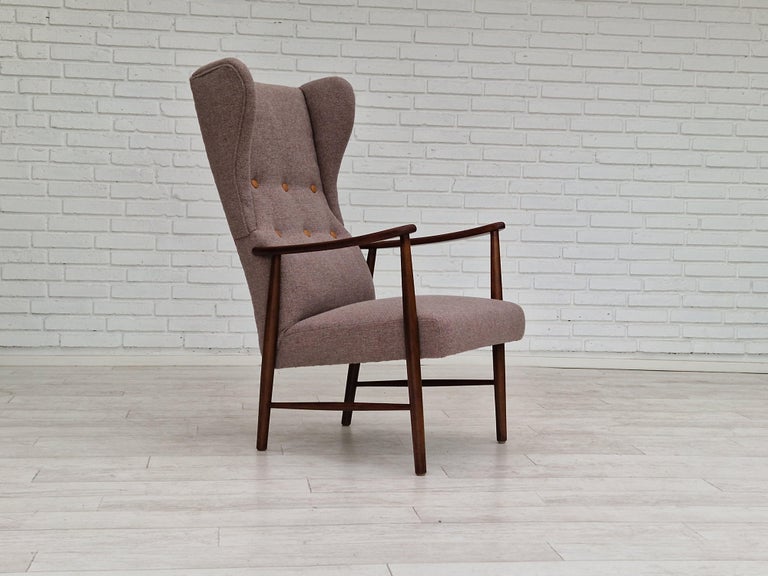 1960s, Swedish Design, Refurbished High-Back Armchair, Furniture Wool ...